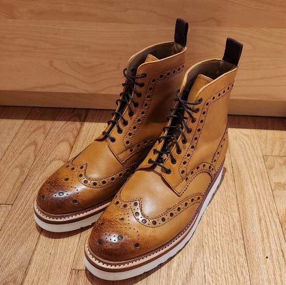 Grenson | Shoes | Grenson Fred V Brogue Boot Tan Calf | Poshmark